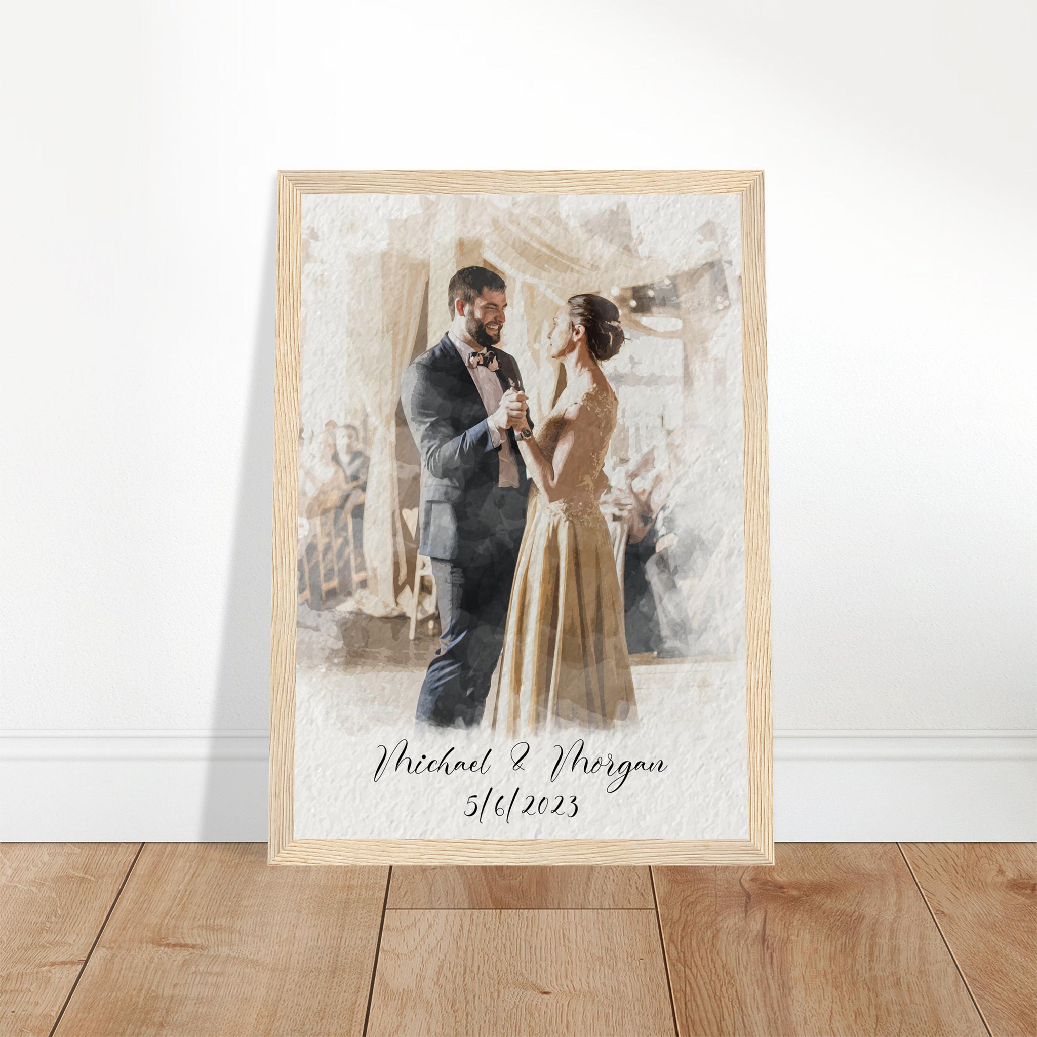Custom Couple Portrait - Photo + Names – WaterColorPortraitUS
